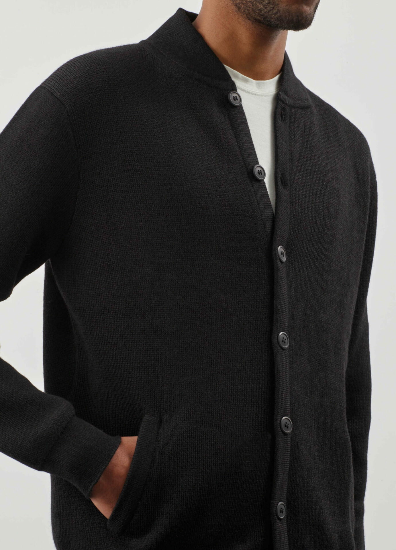 »Quasar«Black Men's Bomber Cardigan Alpaca REH (GERMANY)