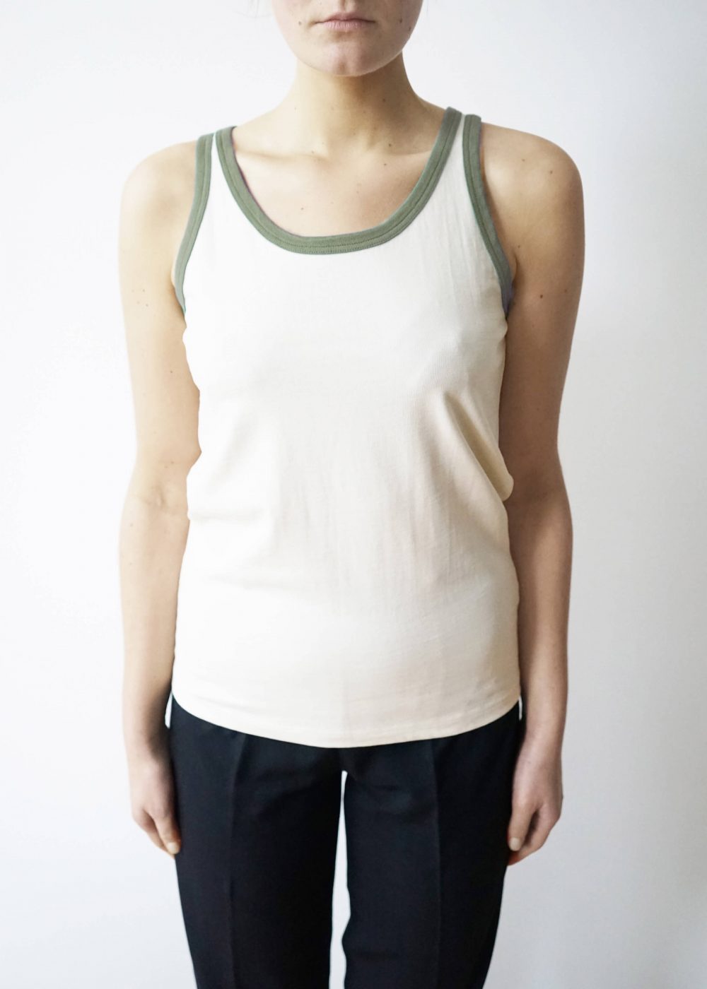 Organic Cotton Ringer Tank Top Ecru made in Germany by R.EH