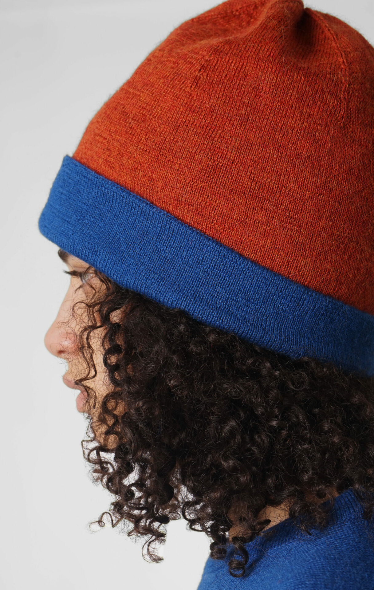 »Harrison« Reversible Beanie Alpaca Orange Blue
