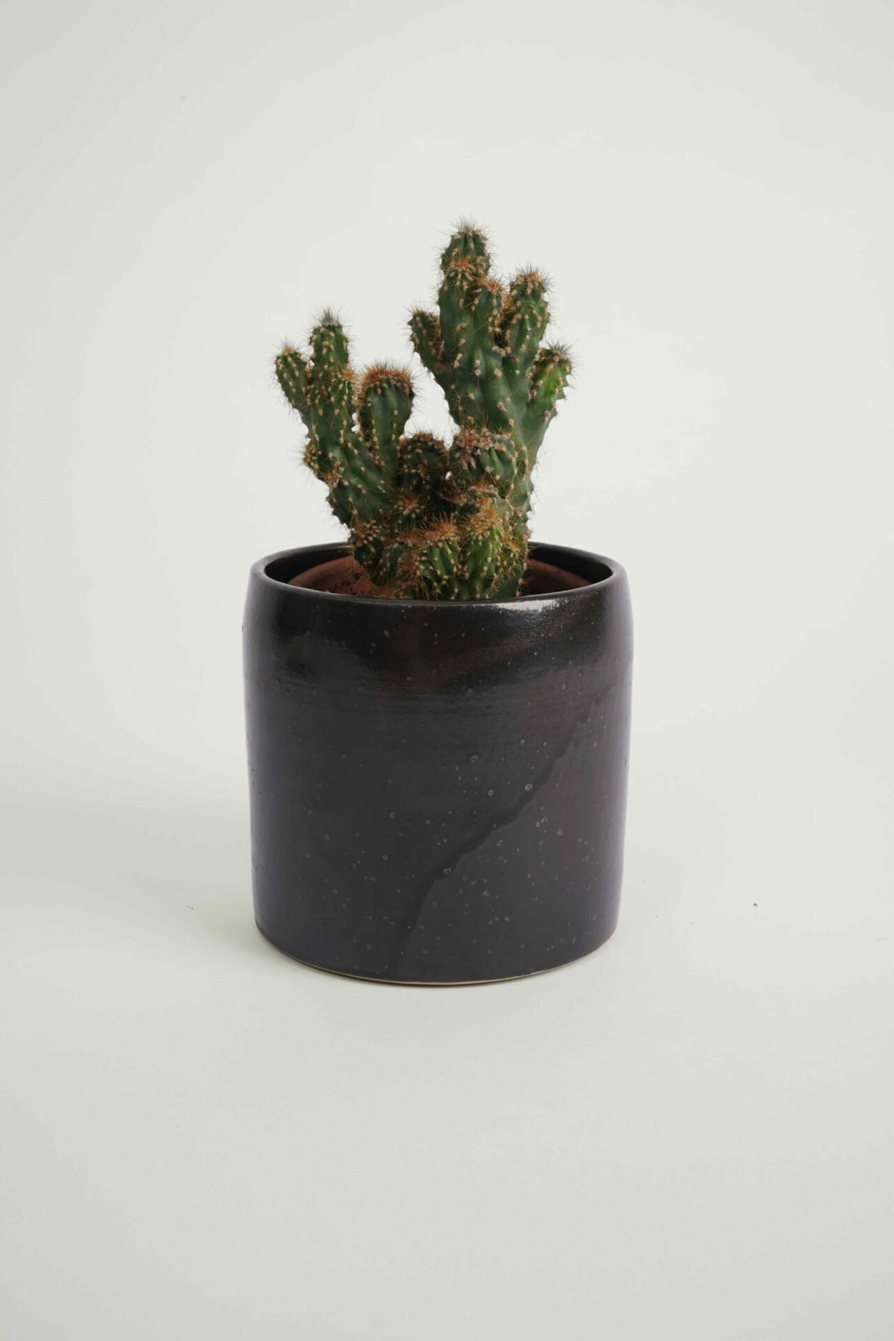 Black Cachepot Ø 13 cm | Genuine Stoneware Ceramic